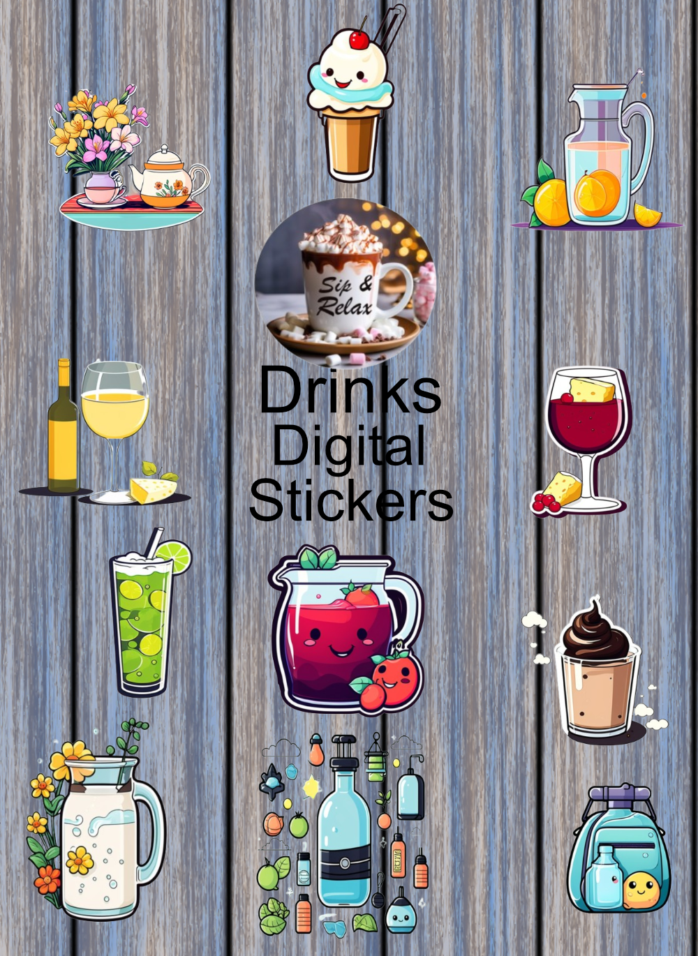 12 Delightful Drink Stickers